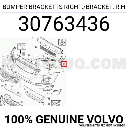BUMPER BRACKET IS RIGHT./BRACKET, R.H 30763436 | Volvo Parts | PartSouq