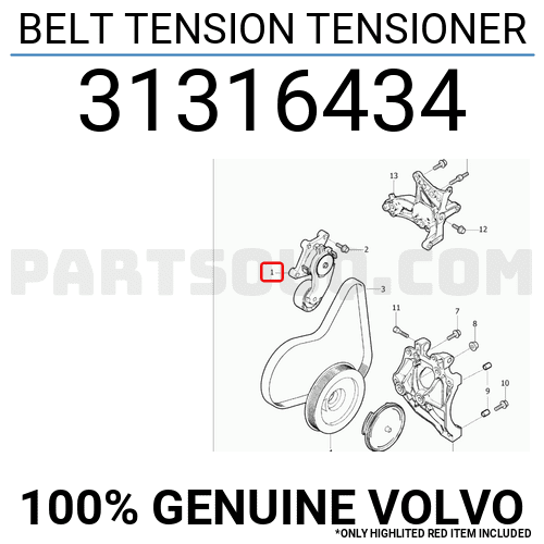 BELT TENSION TENSIONER 31316434 | Volvo Parts | PartSouq