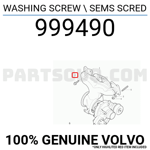 WASHING SCREW \ SEMS SCRED 999490 | Volvo Parts | PartSouq