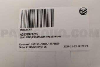 SEAL RING,EXPANSION VALVE-W140 A0139974245 | MERCEDES Parts | PartSouq