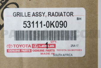 GRILLE, RADIATOR 531110K090 | Toyota Parts | PartSouq