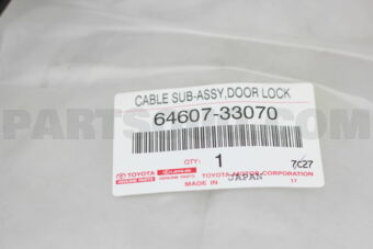 CABLE SUB-ASSY, LUGGAGE DOOR LOCK CONTROL 6460733070 | Toyota Parts ...
