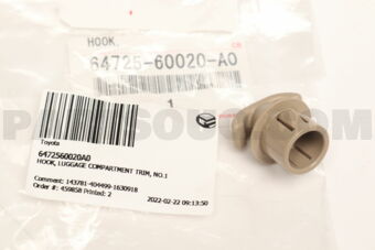 HOOK, LUGGAGE COMPARTMENT TRIM, NO.1 6472560020A0 | Toyota Parts | PartSouq
