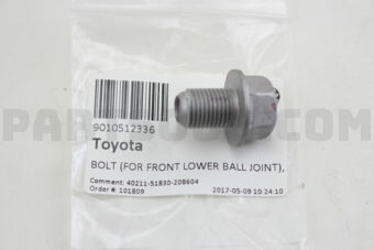 BOLT (FOR FRONT LOWER BALL JOINT), RH/LH 9010512336 | Toyota Parts ...