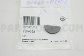 KEY, WOODRUFF (FOR REVERSE IDLER GEAR SHAFT) 9028003002 | Toyota Parts ...
