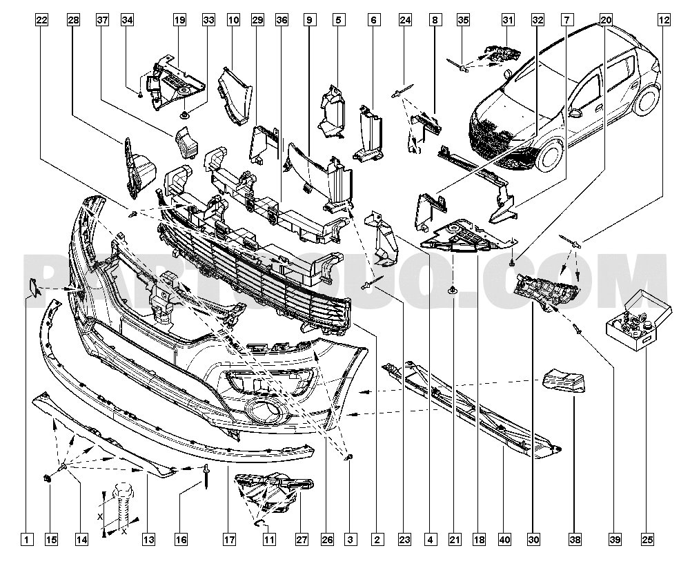 Front bumpers | Renault Logan Sandero II 1452 B8M1 | Parts Catalogs ...