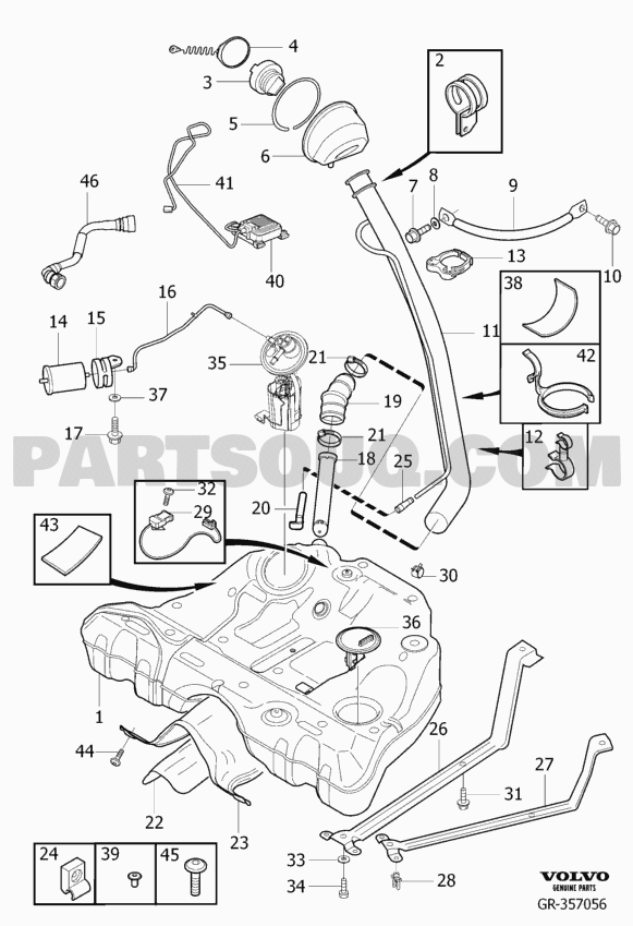 fuel tank and connecting parts Emission code 2 7 Volvo V70 XC 01 XC70 07 Volvo Cars Europe EUR 2002 Parts Catalogs PartSouq