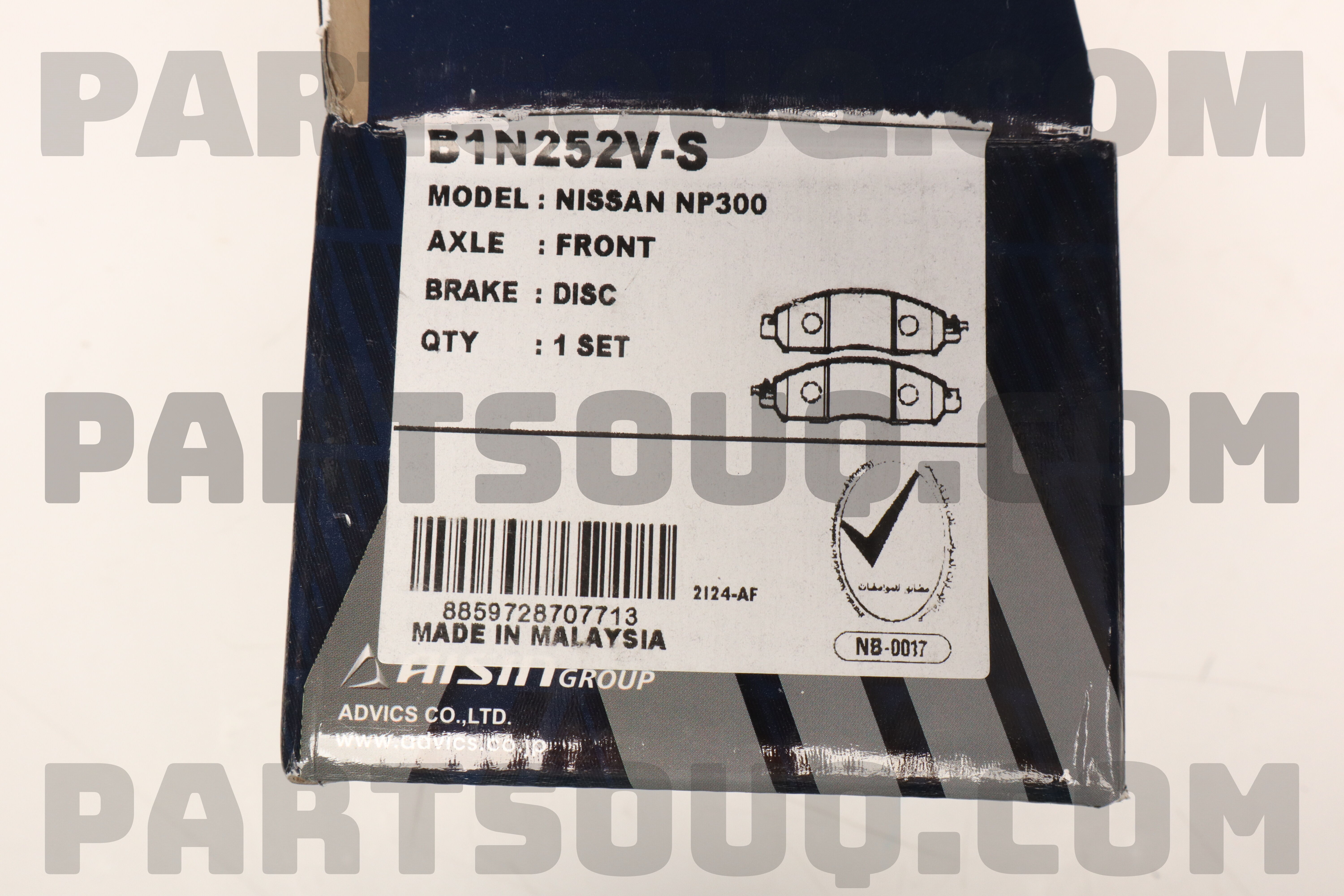 BRAKE PAD FRONT NI D1060-4JA0A NAVARA 201506-201908 ADVICS B1N252VS ...