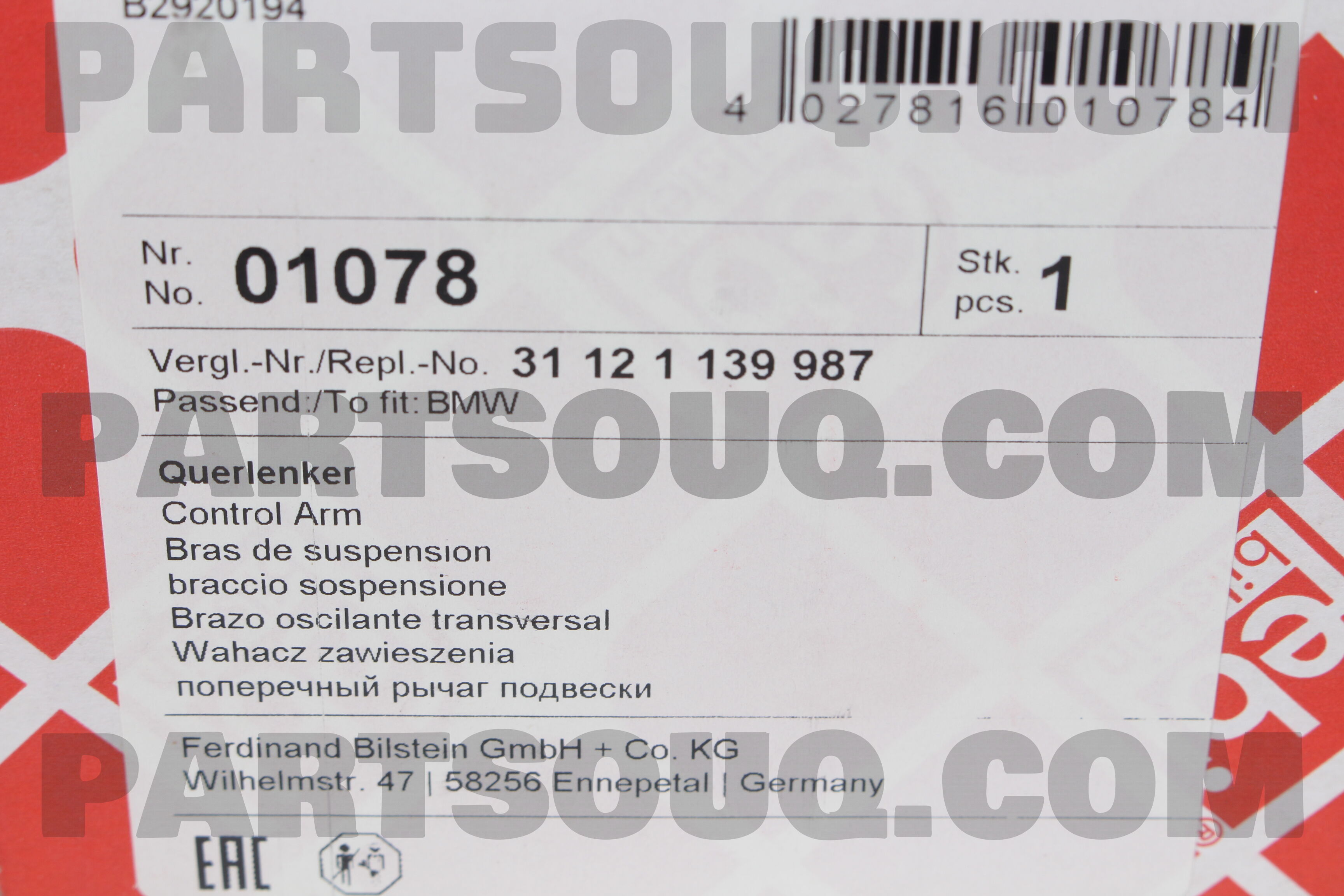 CONTROL ARM LH 530/535/730 01078 | FEBI Parts | PartSouq