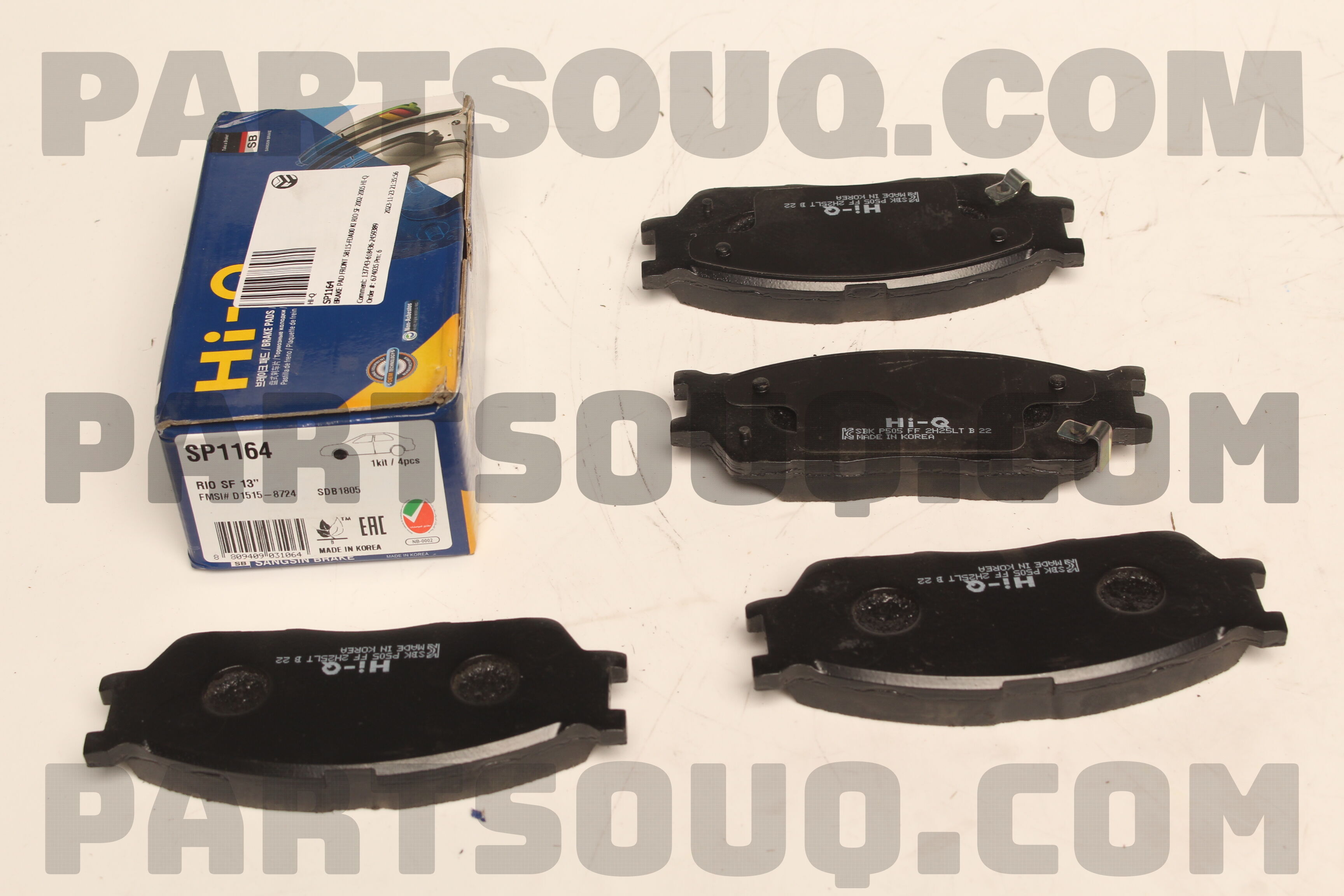 BRAKE PAD FRONT 58115-FDA00 KI RIO SF 2002-2005 HI-Q SP1164 | Hi-Q ...