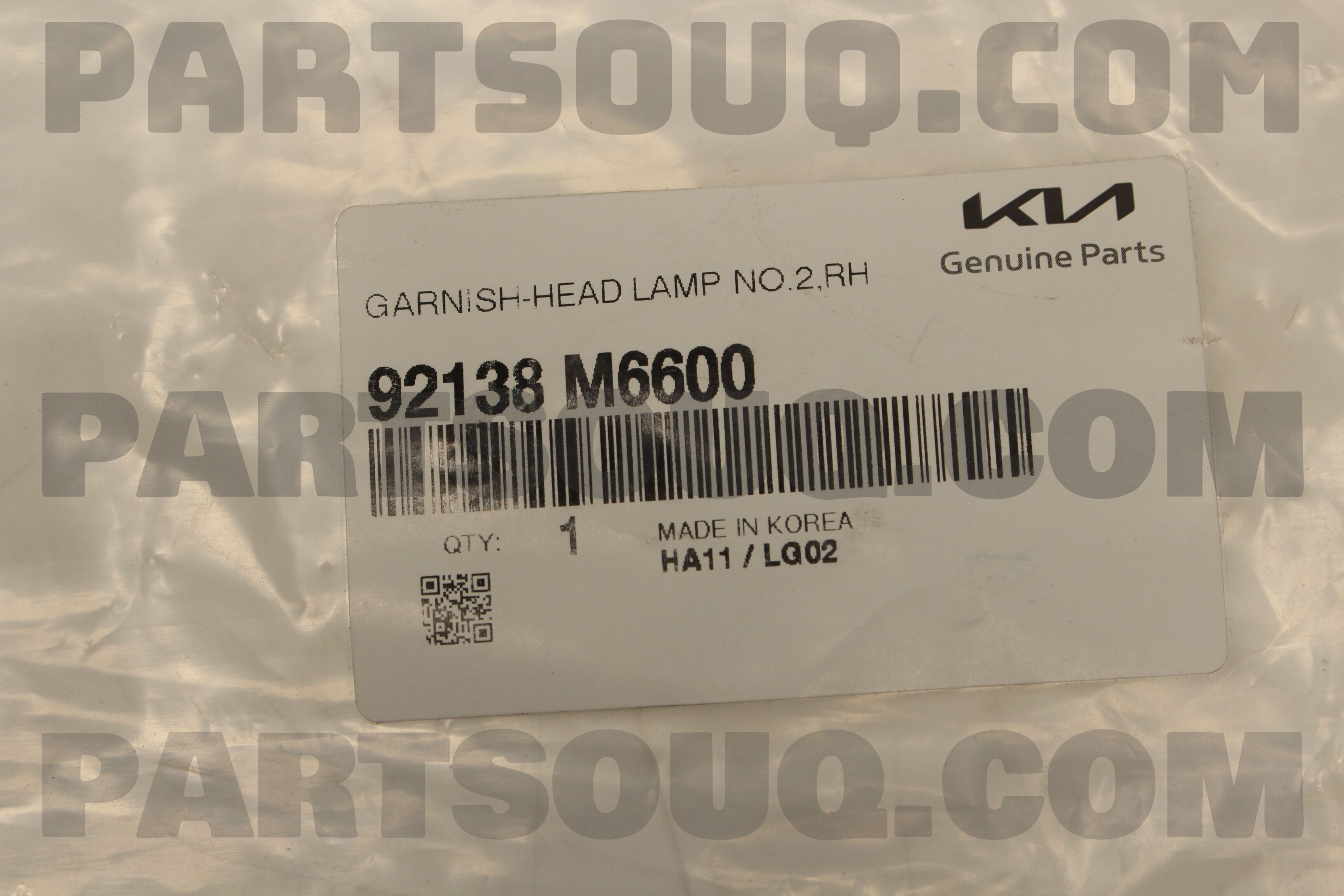 GARNISH-HEAD LAMP NO.2,RH 92138M6600 | Hyundai / KIA Parts | PartSouq