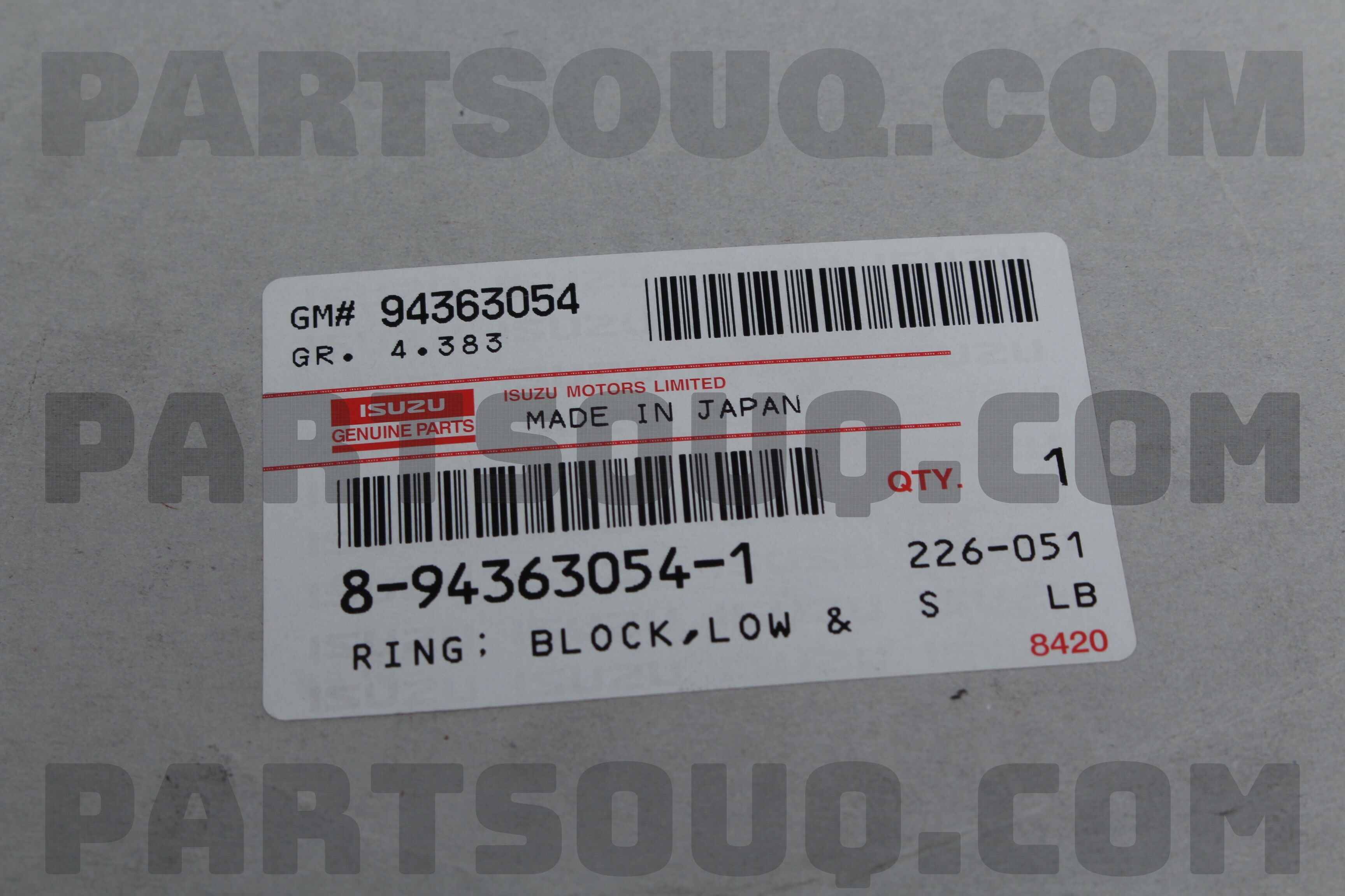 RING; BLOCK,LOW 8943630540 | Isuzu Parts | PartSouq
