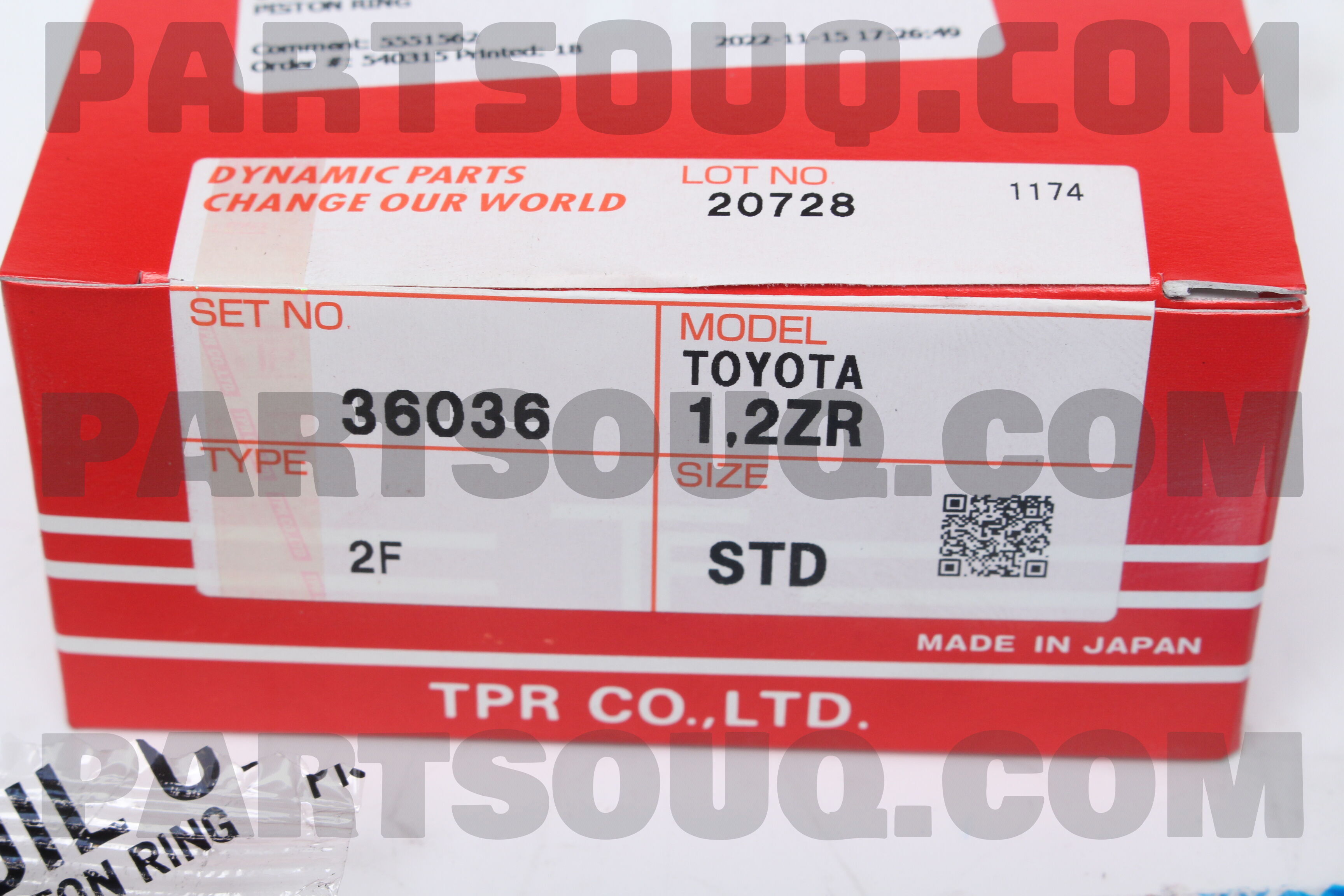 PISTON RING 36036-2F TO 1ZRFE,2ZRFE COROLLA/ALTIS 201007-201407 TP ...