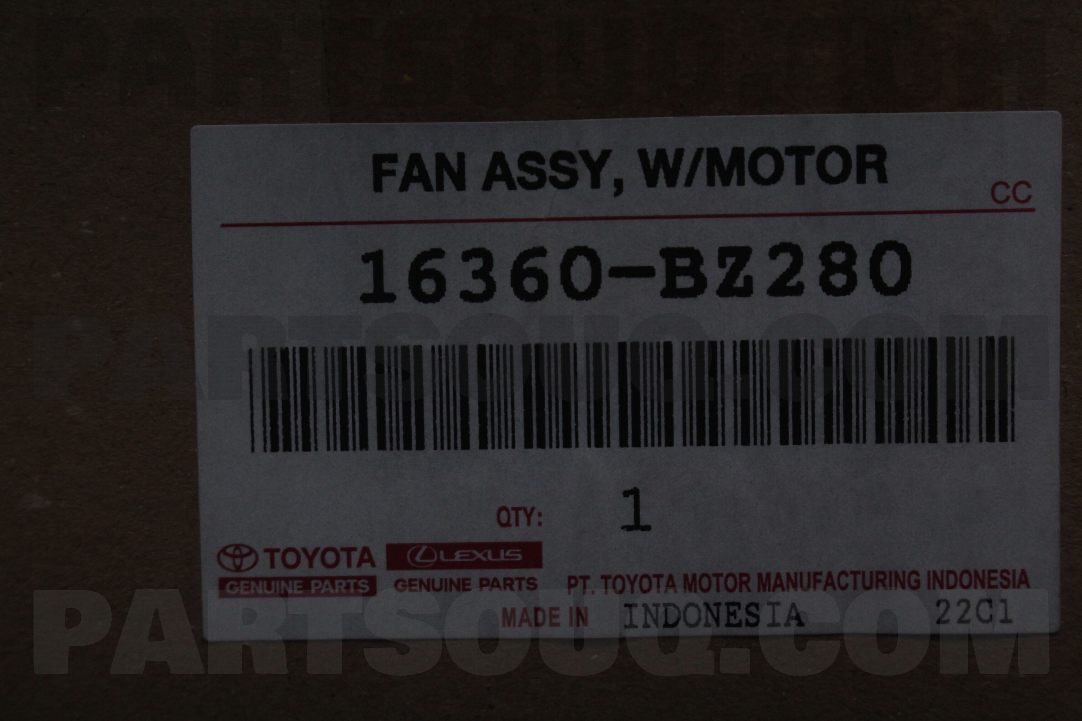 FAN ASSY W/MOTOR 16360BZ280 | Toyota Parts | PartSouq