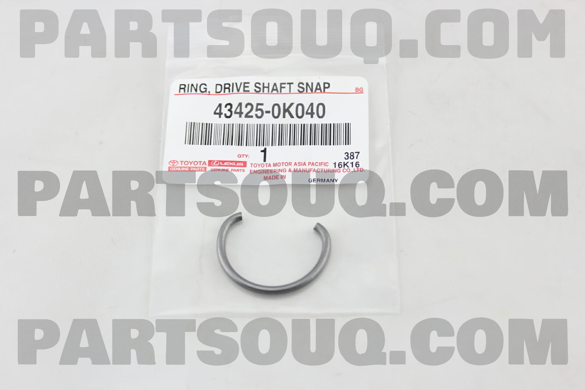 RING, HOLE SNAP (FOR FRONT DRIVE SHAFT), RH/LH 434250K040 | Toyota ...