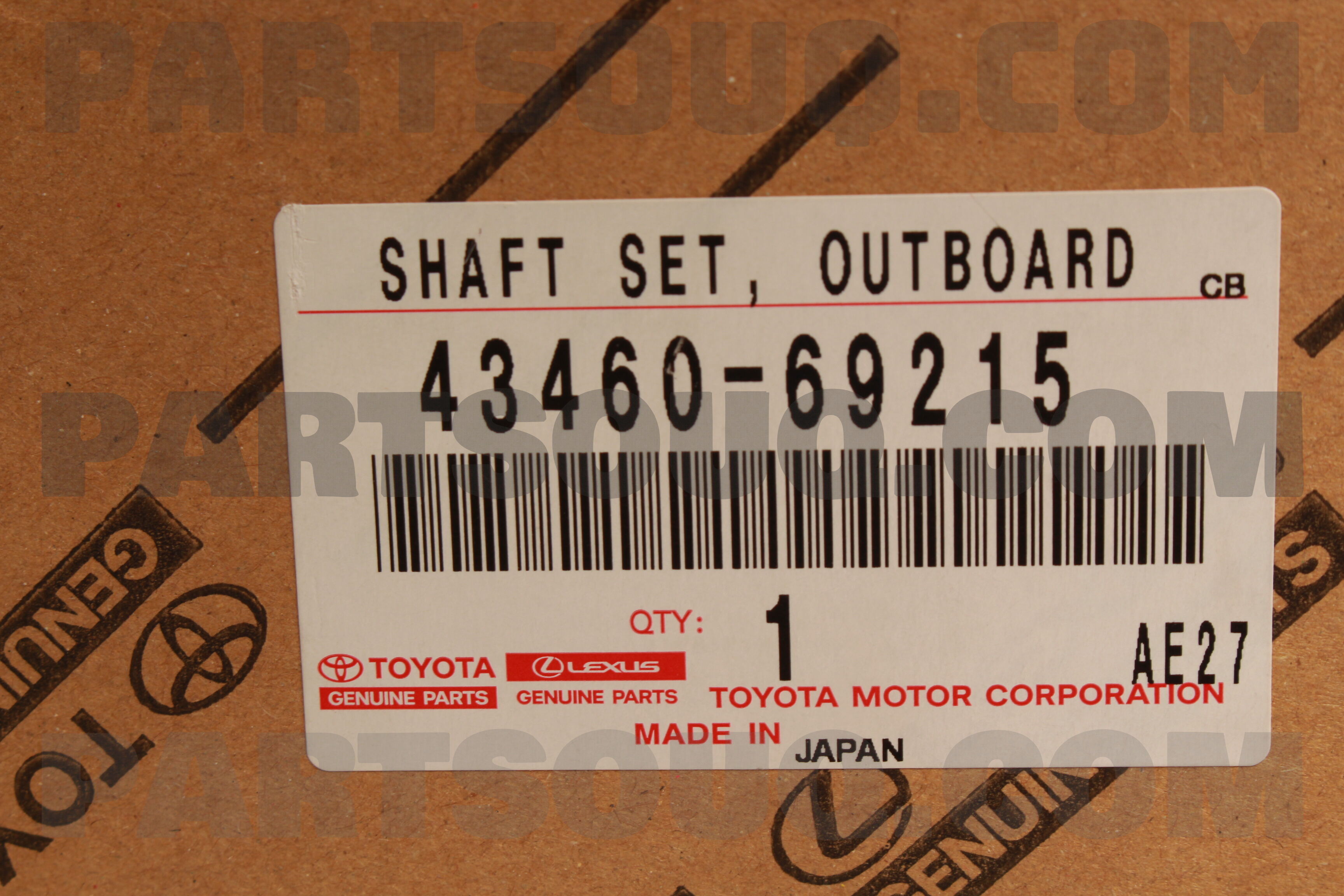 SHAFT ASSY, FRONT DRIVE OUTBOARD JOINT, RH/LH 4346069215 | Toyota Parts ...