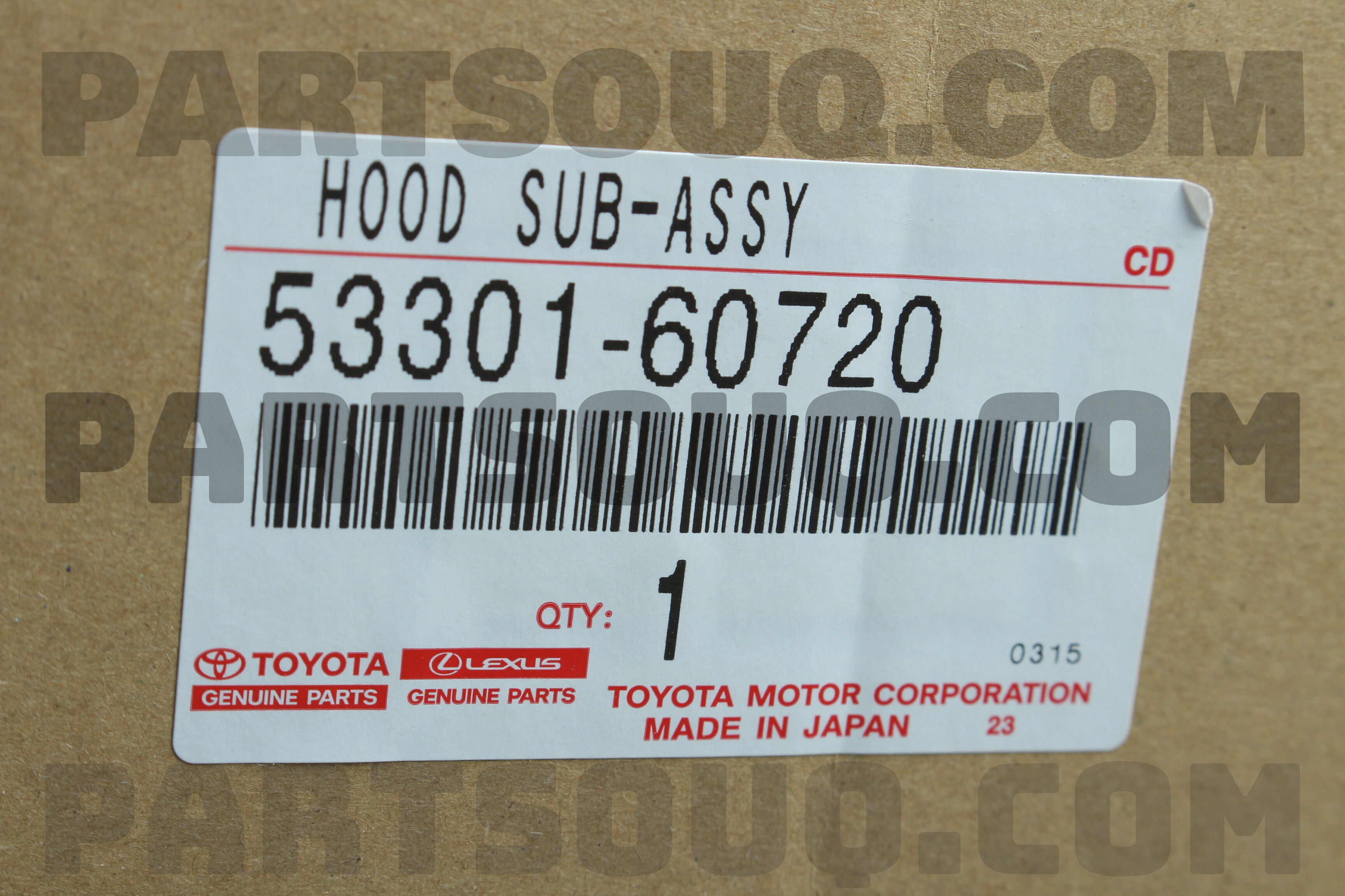 HOOD SUB-ASSY 5330160720 | Toyota Parts | PartSouq