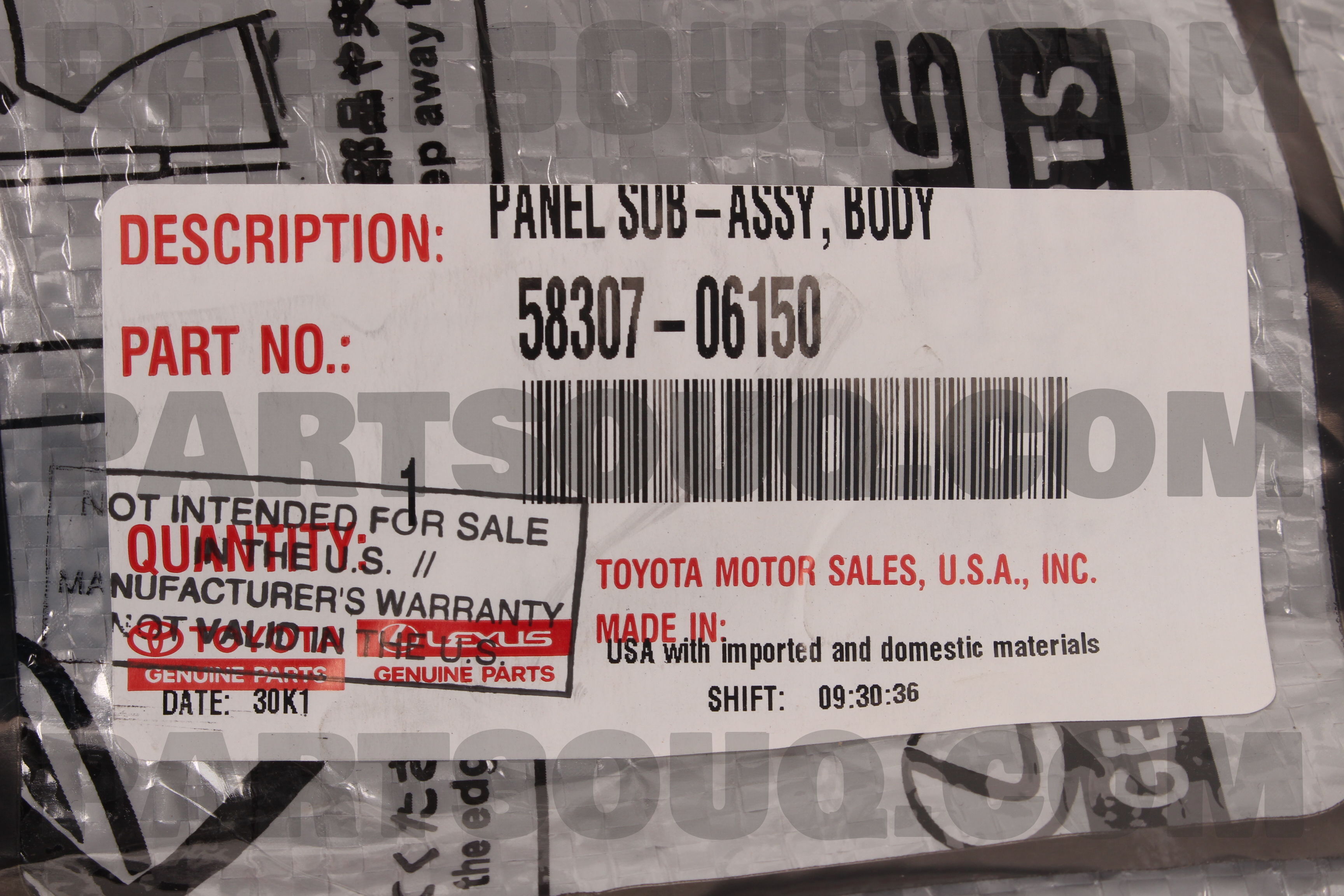 PANEL SUB-ASSY, BODY LOWER BACK 5830706150 | Toyota Parts | PartSouq