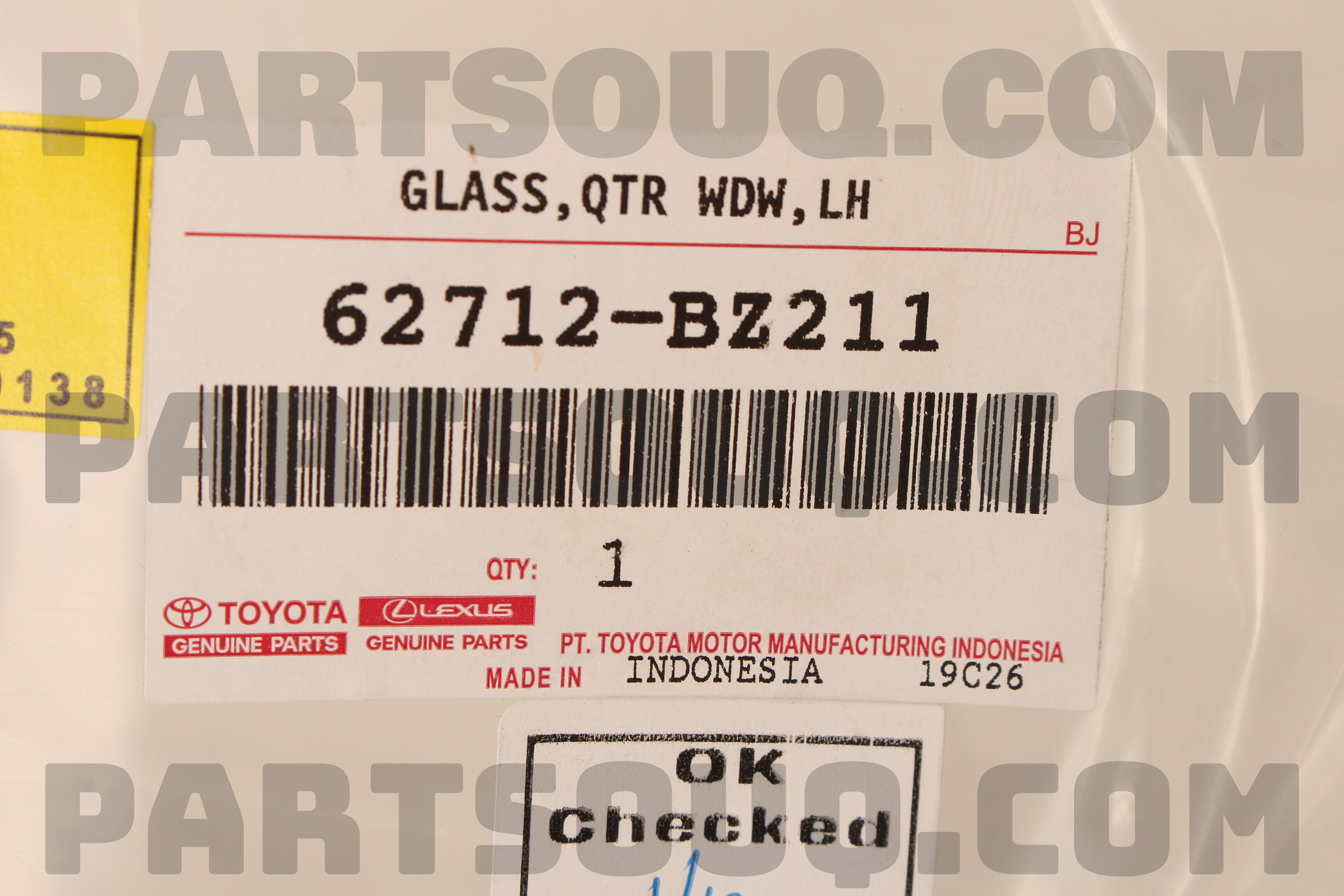GLASS, QUARTER WINDOW, LH 62712BZ211 | Toyota Parts | PartSouq