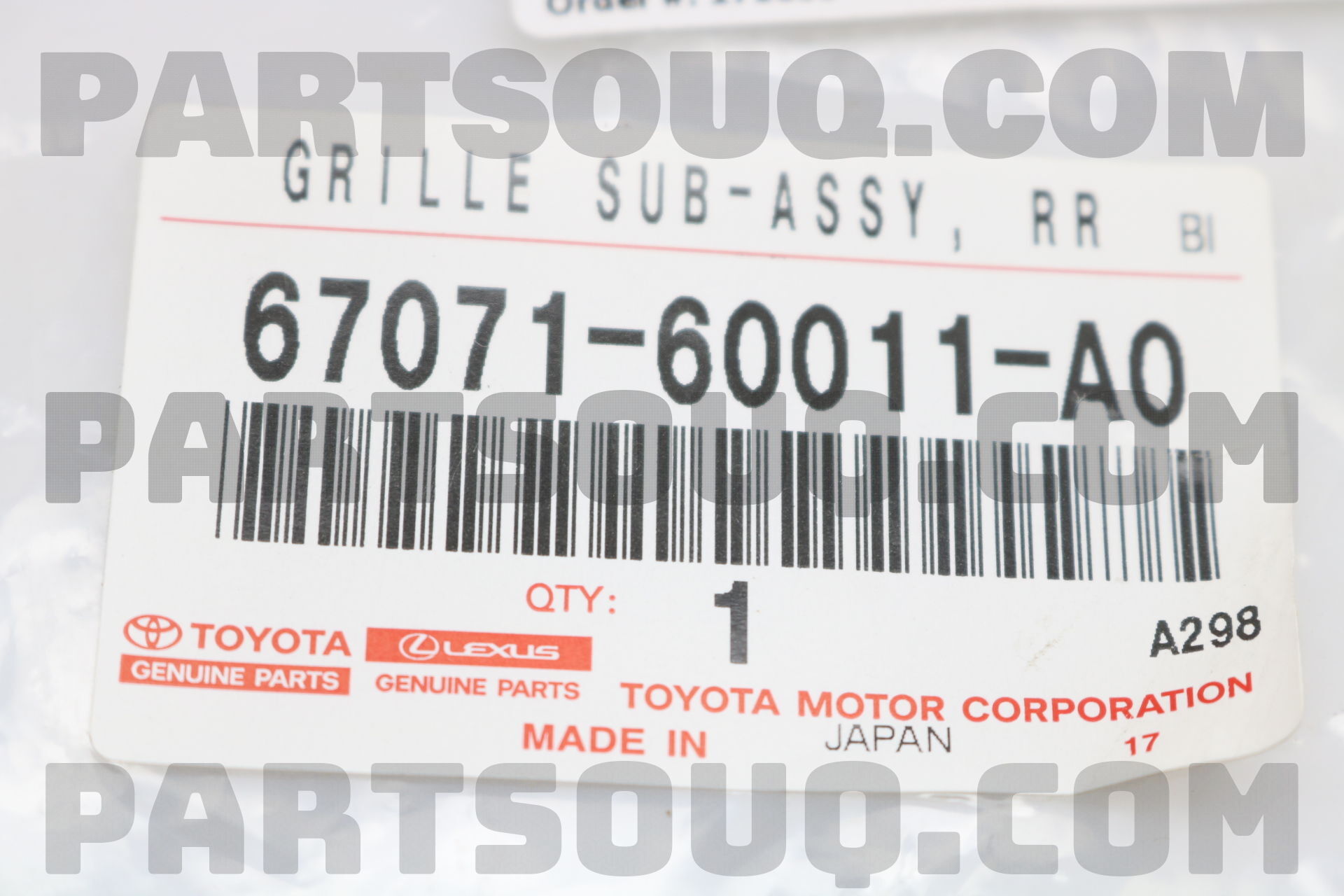 GRILLE, SPEAKER REAR DOOR, RH 6707160011A0 | Toyota Parts | PartSouq