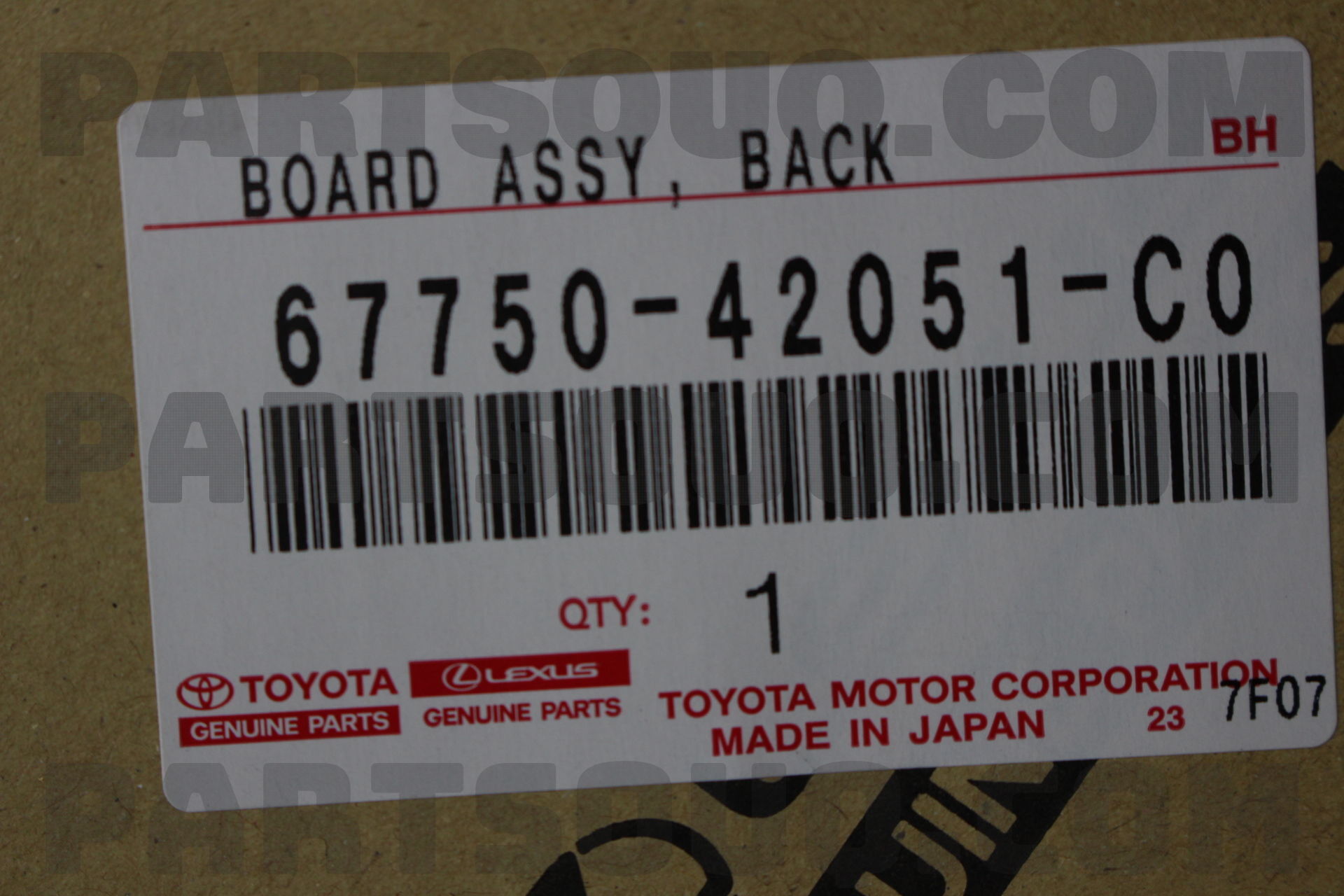 BOARD ASSY, BACK DOOR TRIM 6775042051C0 | Toyota Parts | PartSouq