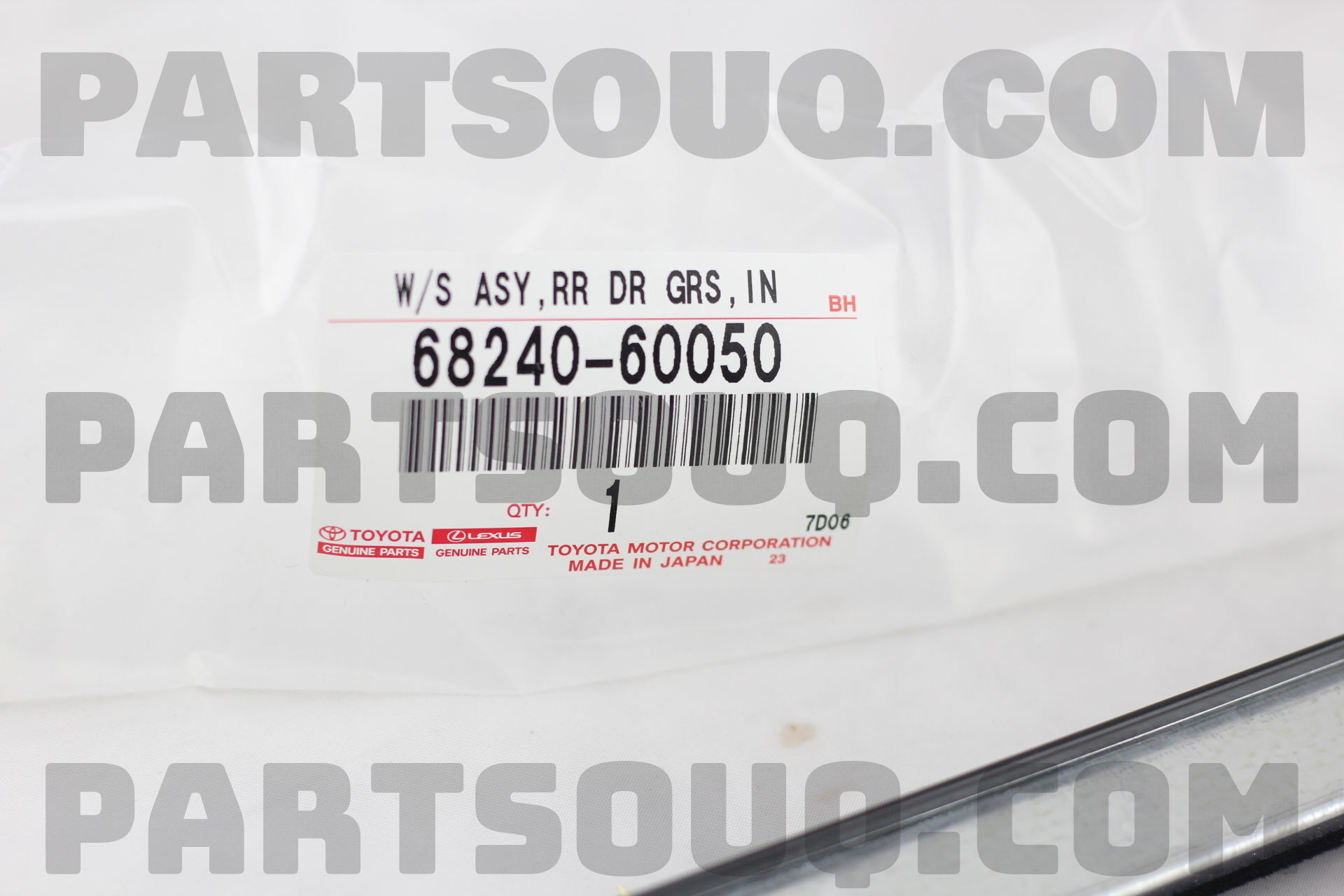WEATHERSTRIP ASSY, REAR DOOR GLASS, INNER LH 6824060050 | Toyota Parts ...