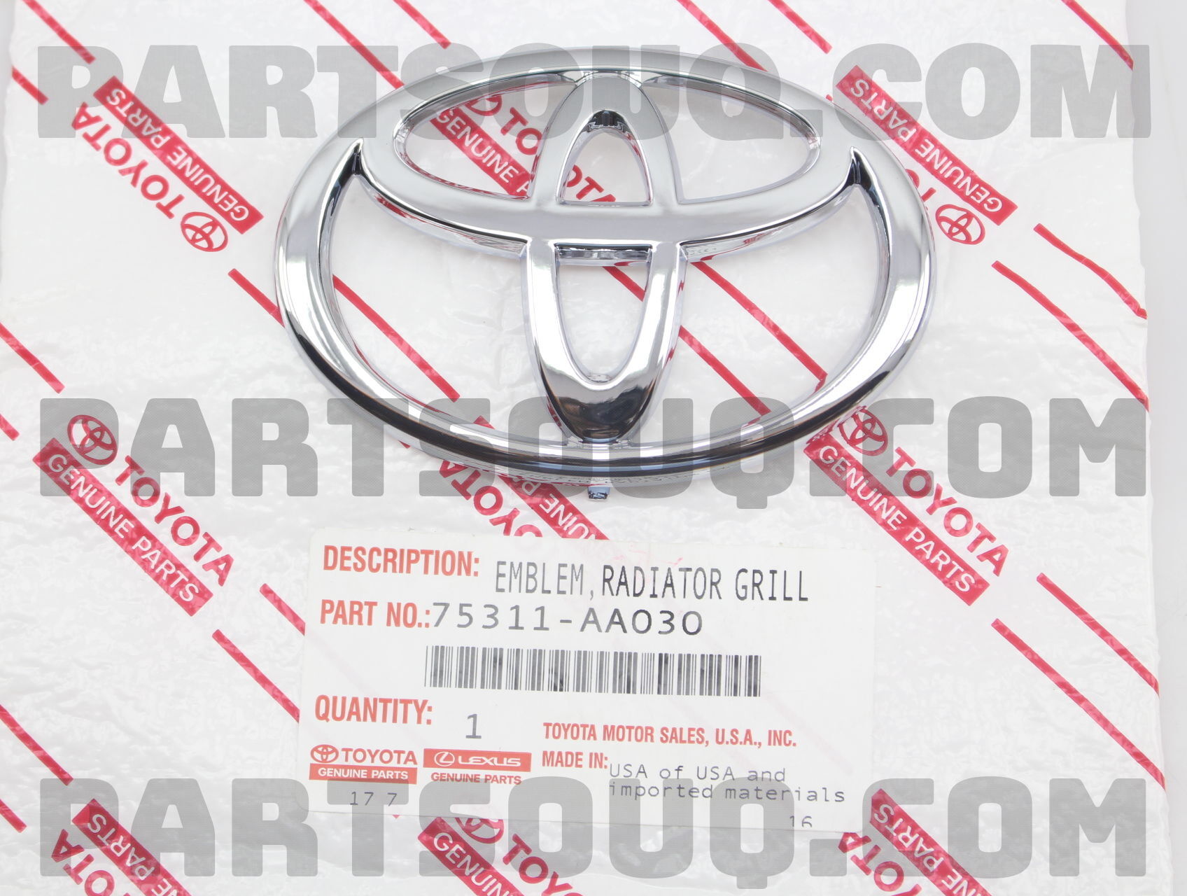 EMBLEM, RADIATOR GRILLE (OR FRONT PANEL) 75311AA030 | Toyota Parts ...