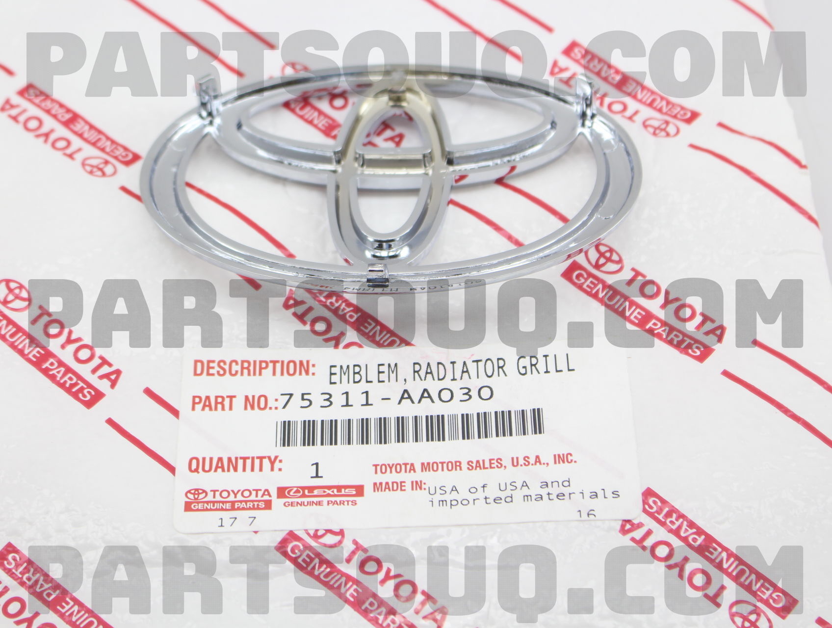 EMBLEM, RADIATOR GRILLE (OR FRONT PANEL) 75311AA030 | Toyota Parts ...