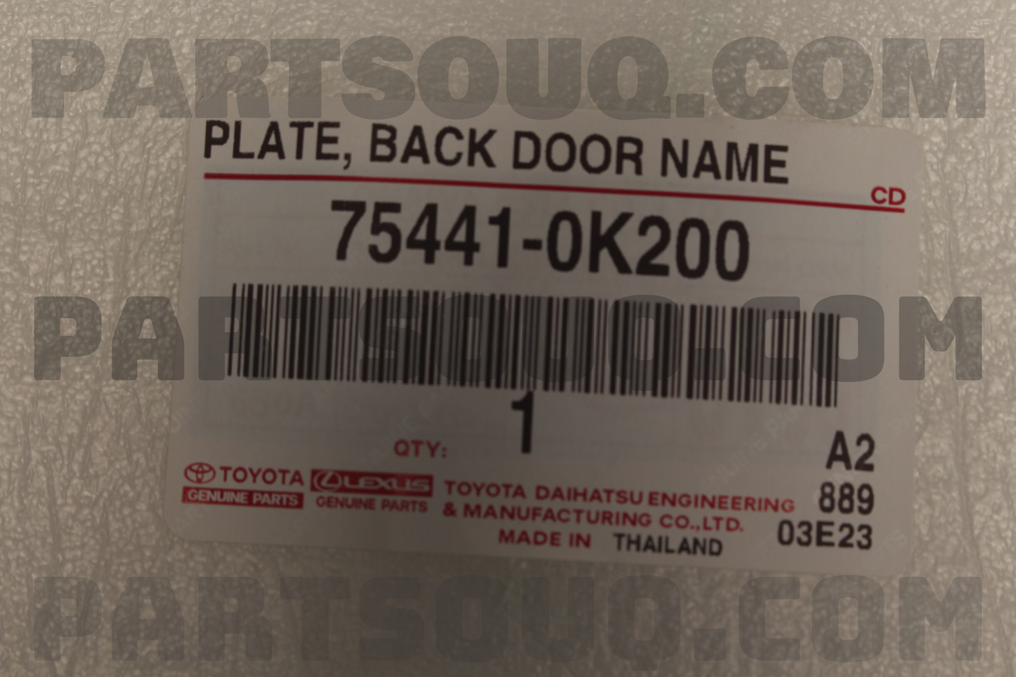 PLATE BACK DOOR NAM 754410K200 | Toyota Parts | PartSouq