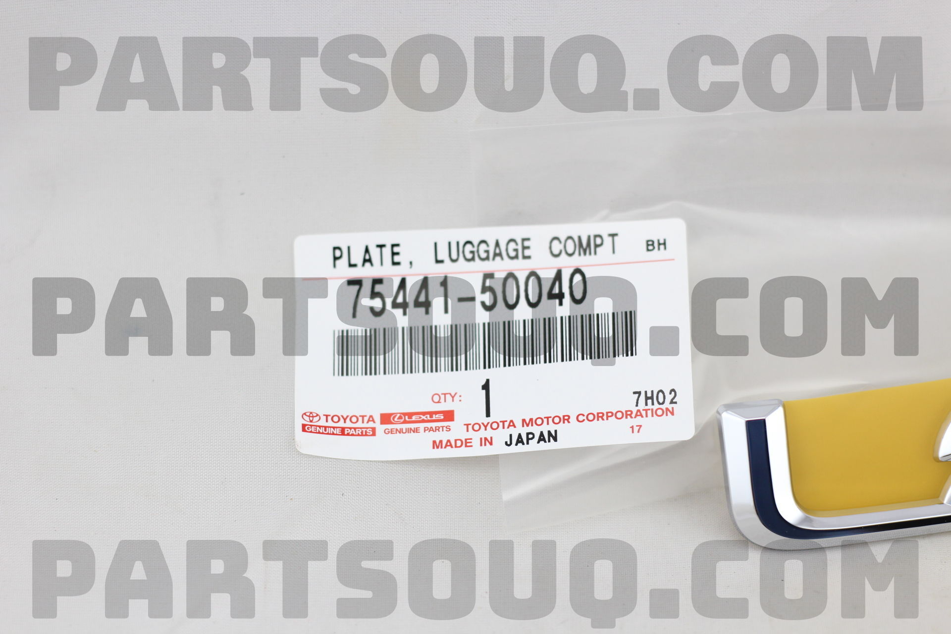 PLATE, LUGGAGE COMPARTMENT DOOR NAME, NO.1 7544150040 | Toyota Parts ...