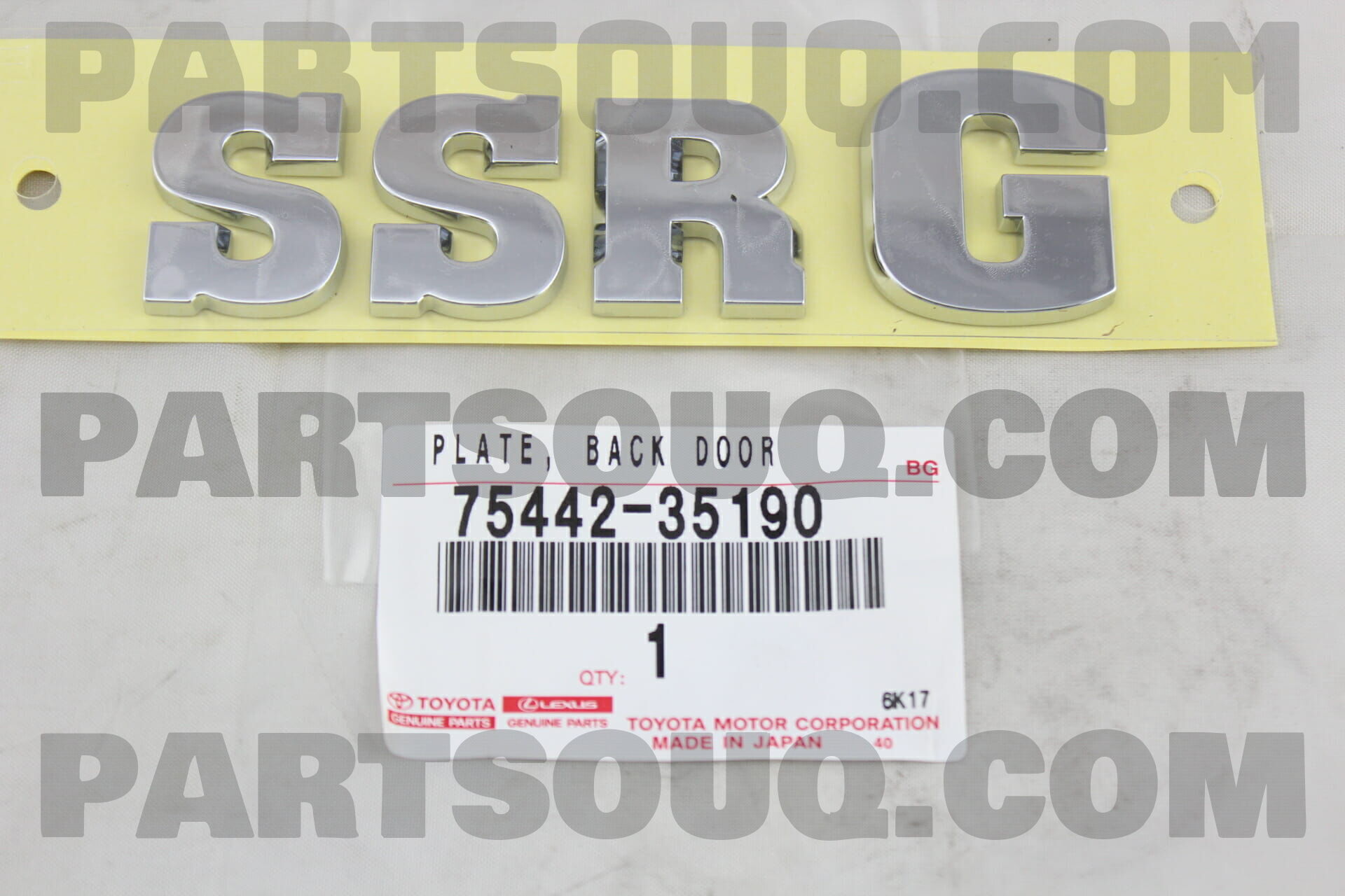 PLATE, LUGGAGE COMPARTMENT DOOR NAME, NO.5 7544235190 | Toyota Parts ...