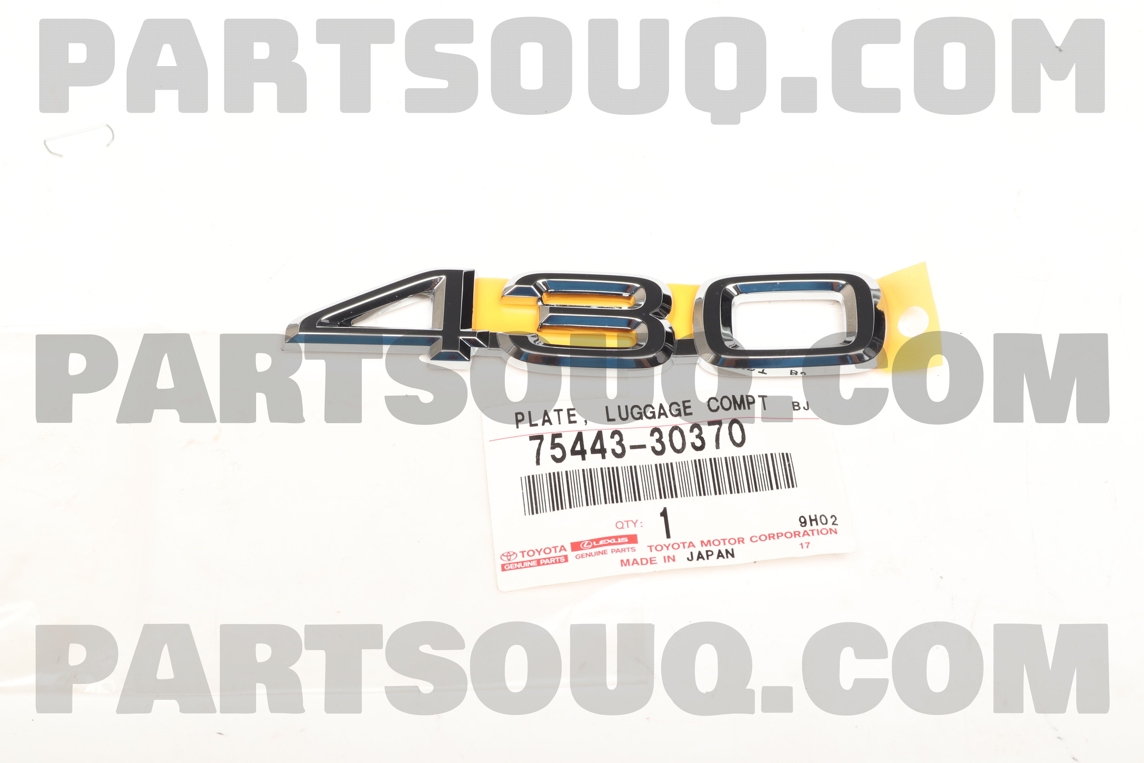 PLATE, LUGGAGE COMPARTMENT DOOR, NO.4 7544330370 | Toyota Parts | PartSouq