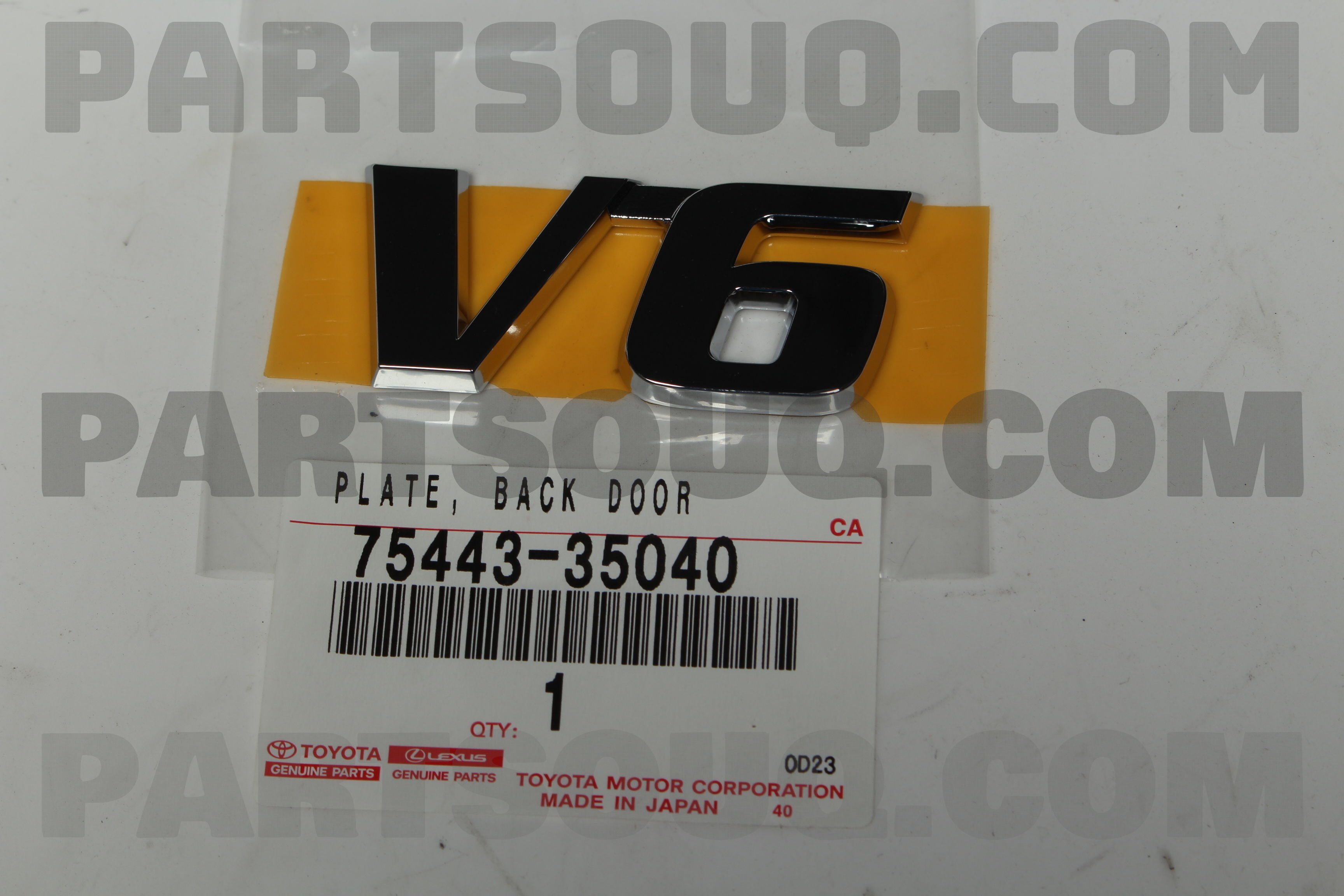 PLATE, BACK DOOR NAME, NO.3 7544335040 | Toyota Parts | PartSouq