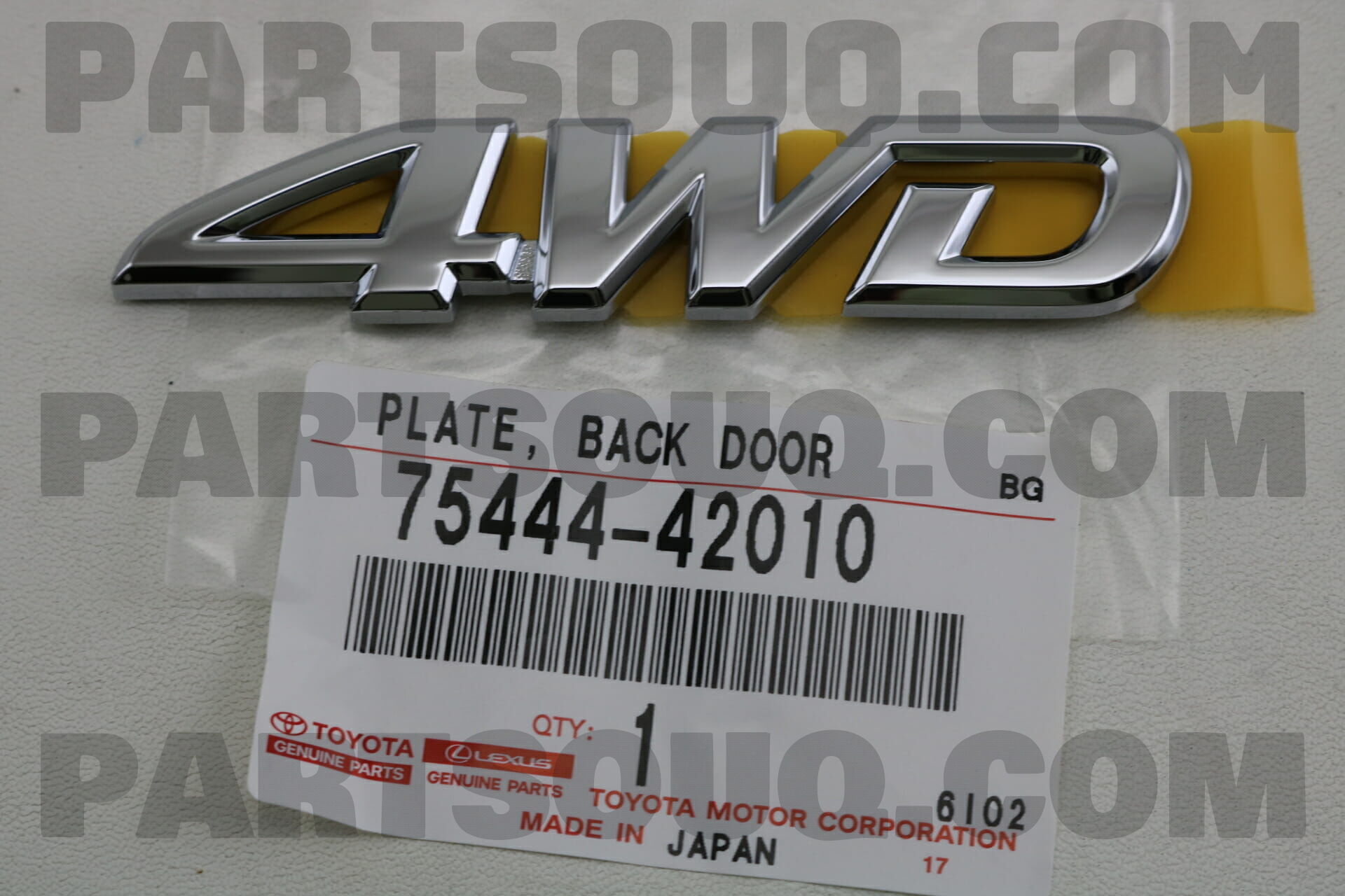 PLATE, BACK DOOR NAME, NO.4 7544442010 | Toyota Parts | PartSouq