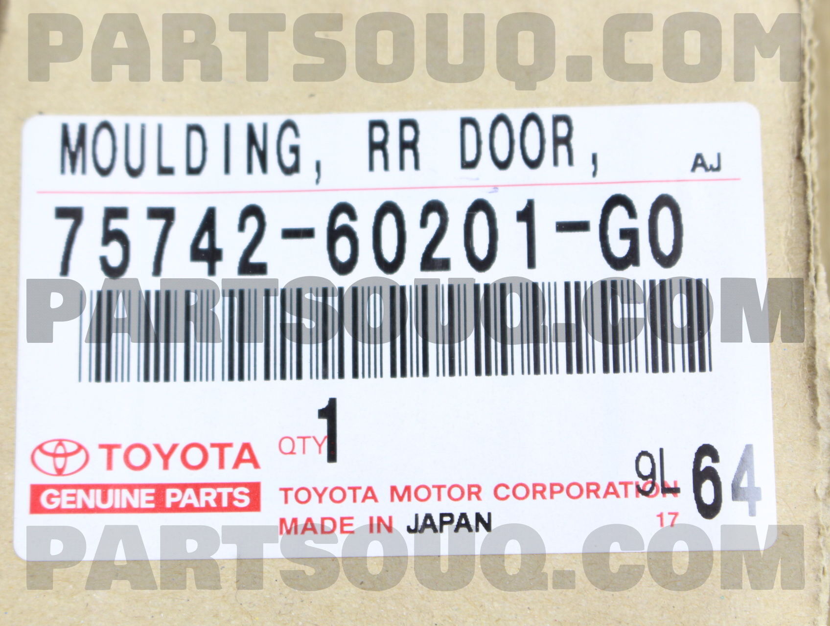 MOULDING, REAR DOOR, OUTSIDE LH 7574260201G0 | Toyota Parts | PartSouq