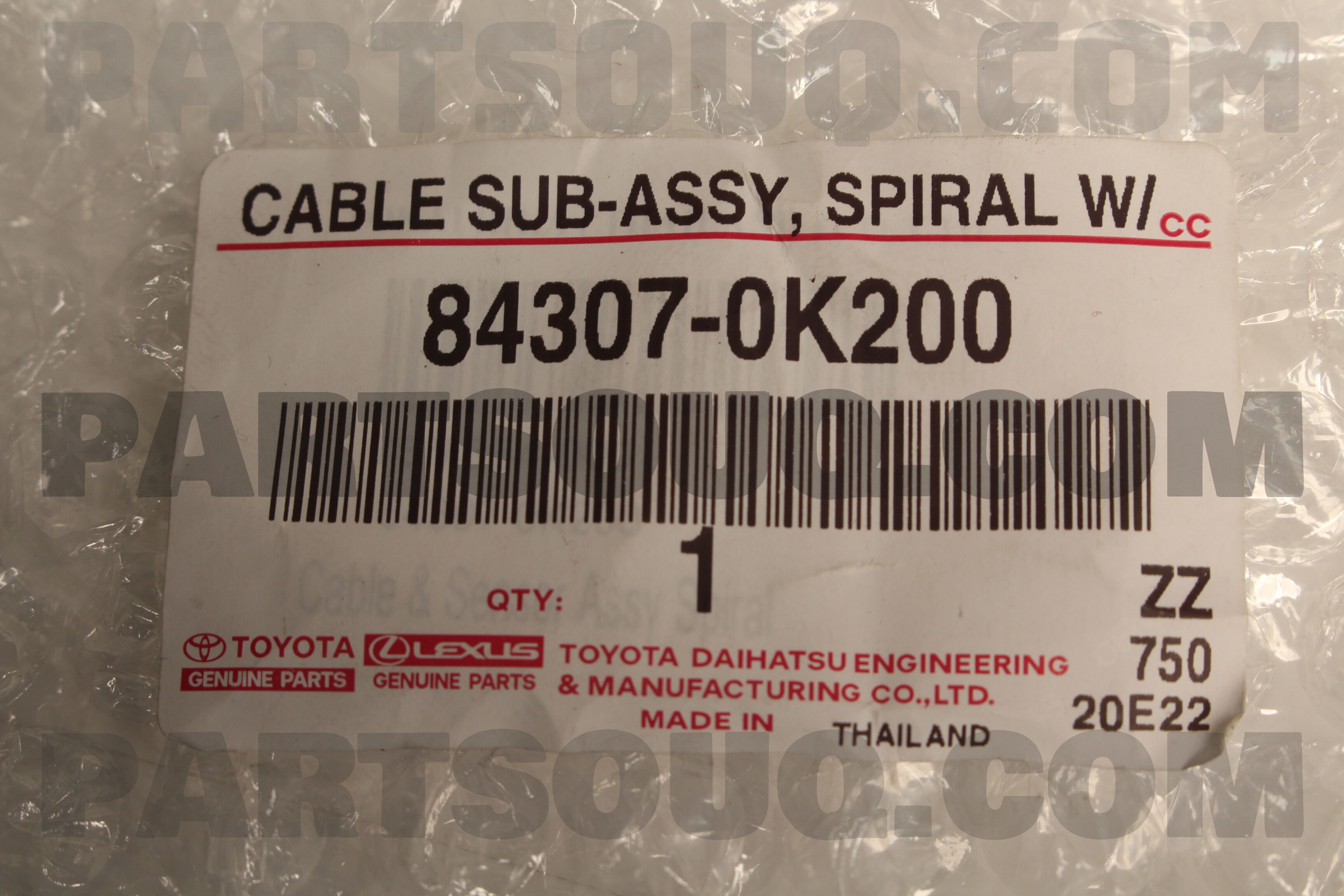 CABLE SUB-ASSY, SPIR 843070K200 | Toyota Parts | PartSouq