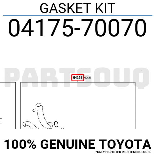 04175-70070 Toyota Gasket kit 0417570070 Genuine OEM Part for sale ...